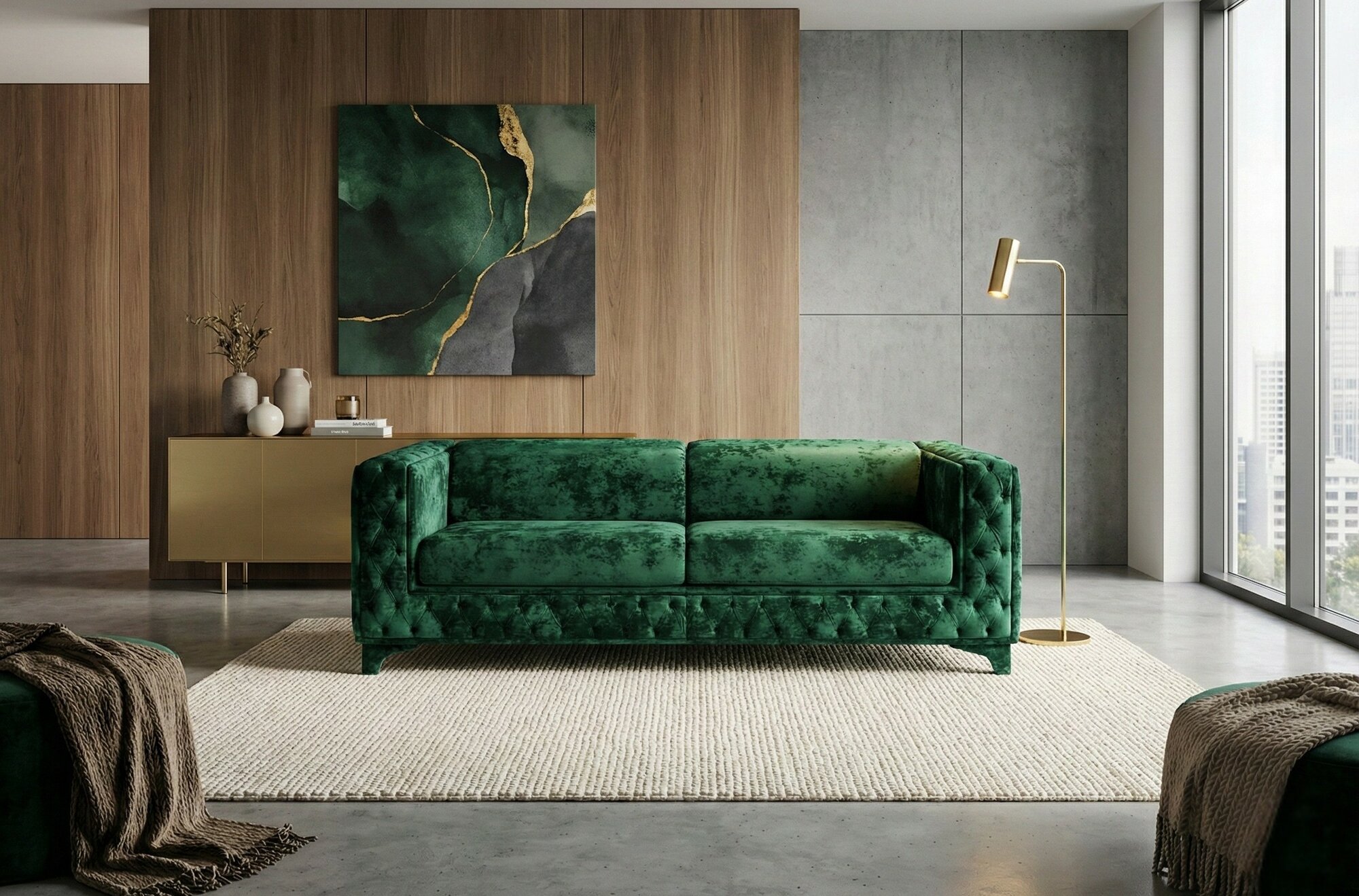 Диван прямой «марсель» (Мебель Братьев Баженовых), модульный раскладной, спальное место, зеленый микровелюр