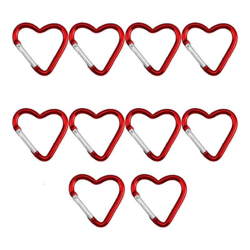 Сердцевидный металлический карабин для ключей, красный