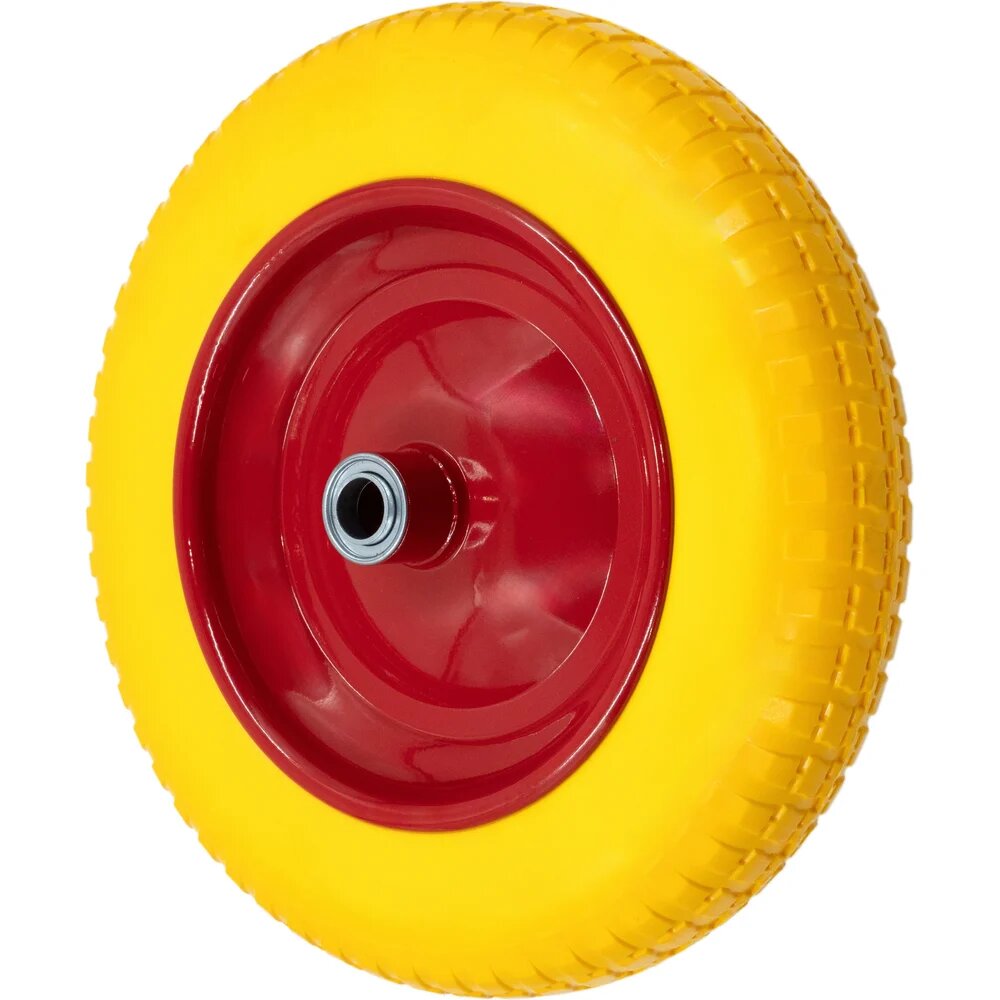 Полиуретановое бескамерное колесо для тачки / тележки (3.25/3.00-8, диаметр 360 мм, ось