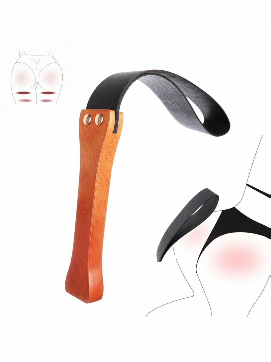 Шлепалка БДСМ арсенал из эко кожи, кнут для порки для ролевых игр, Деревянная ручка