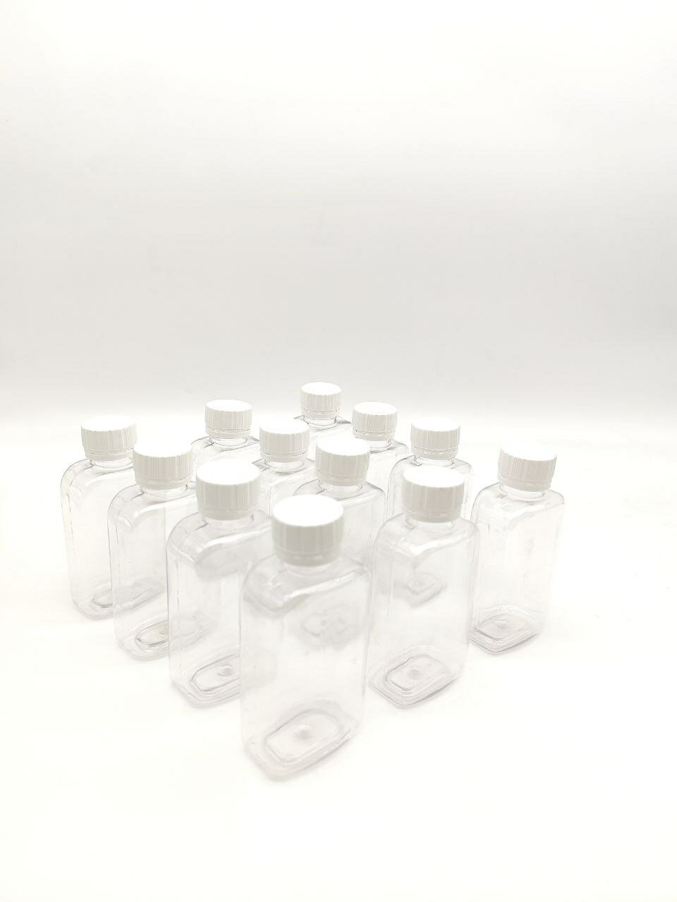 Флаконы для жидкостей 150 мл. материал пластик, с крышкой (набор 12 шт.)