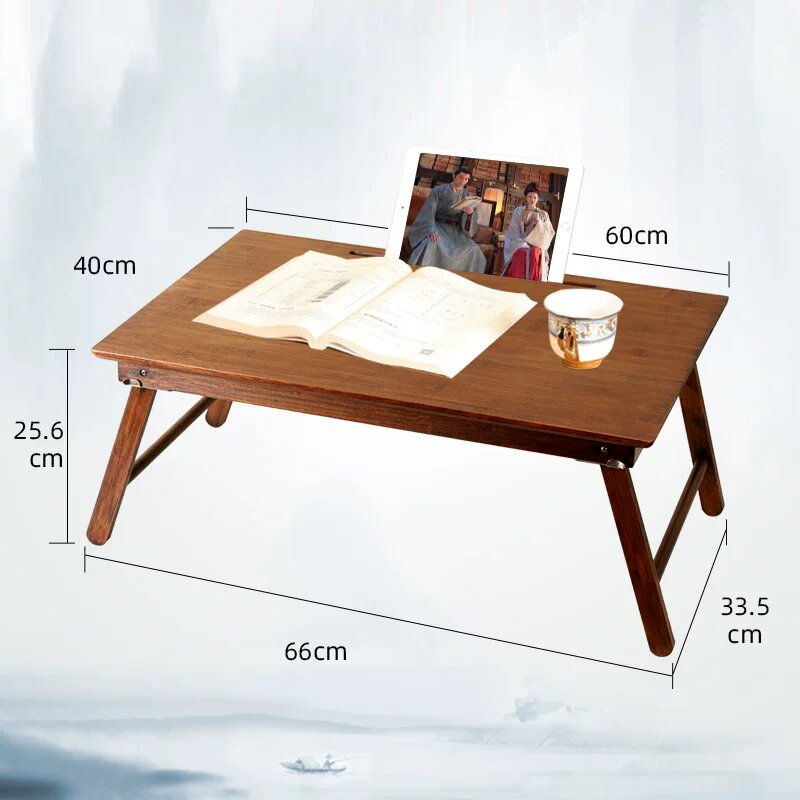 Улучшенный полный бамбуковый стол с ореховым цветом, 60x40x25.6 см для подоконника