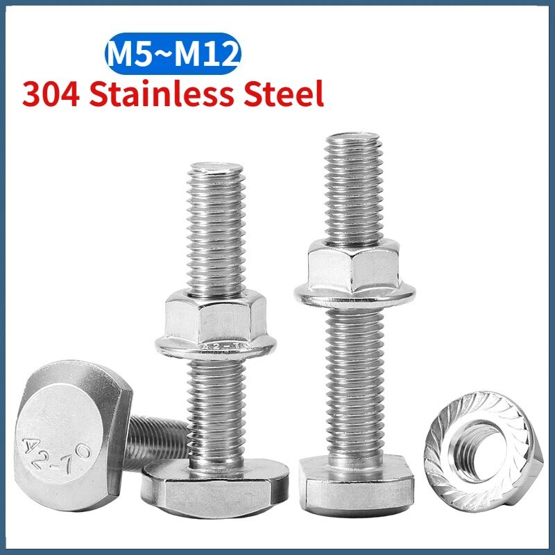 Комплект болтов с Т-образным пазом из нержавеющей стали M5 M6 M8 M10 M12 M8(1sets), 20mm
