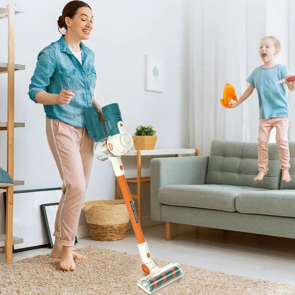 Сюжетно-ролевые игрушки 3 в 1 Cord-free Vacuum для детей, Лазурный/Оранжевый — фото 1