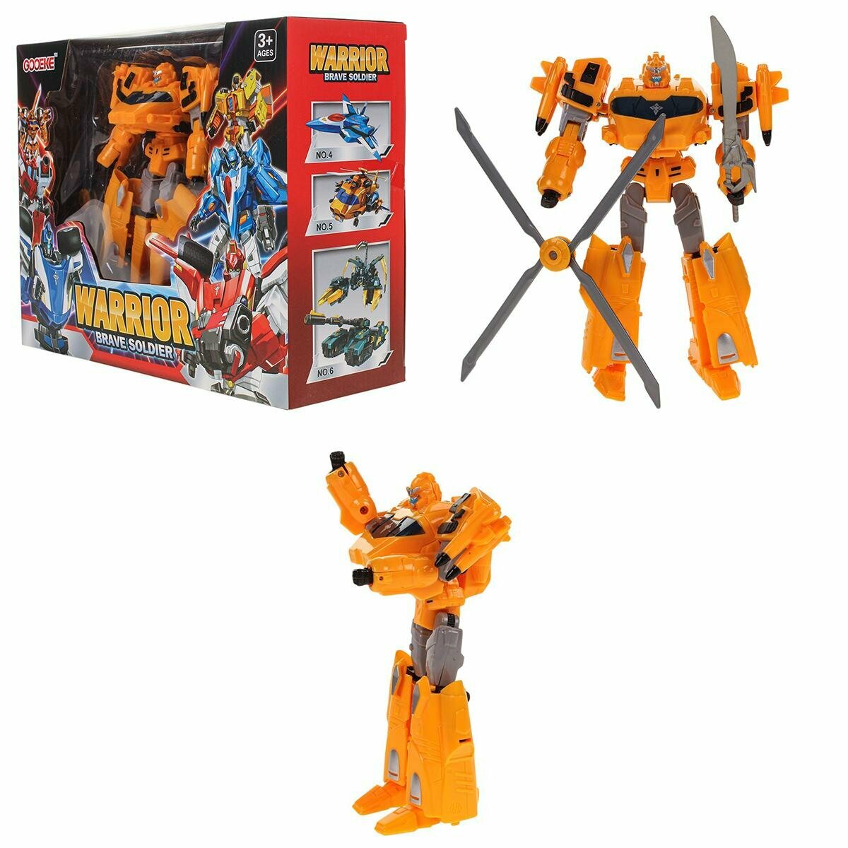 Трансформер-робот "WARRIOR BRAVE SOLDIER" оранжевый, пластик, размер 29х10х22.5см