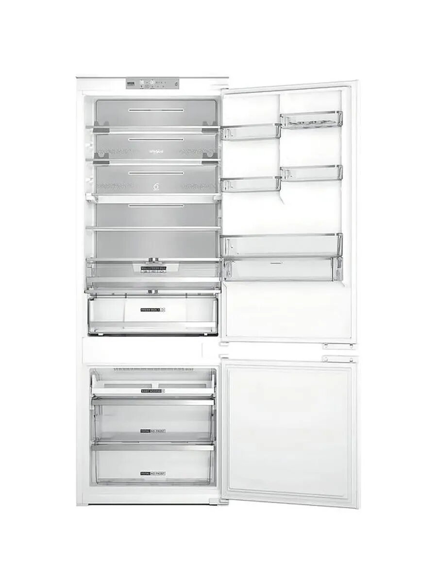 Холодильник Whirlpool WHSP70T241P, встраиваемый, 2 камеры, 70см, 394л, инверторный, белый
