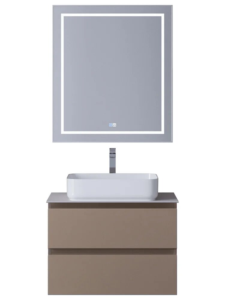 Мебель для ванной комнаты BelBagno Kraft 60 подвесная, матовая бежевая, столешница kep-60-bo, раковина BB1304