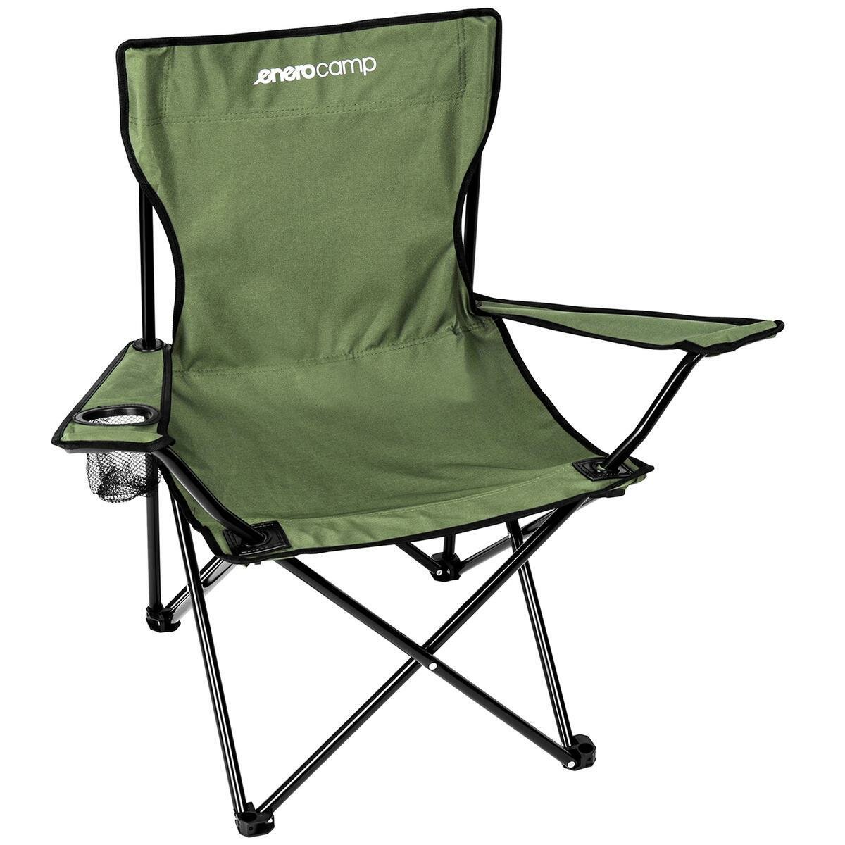 Decathlon Кемпинговый стул Enero Camp - со стальным каркасом, макс. нагрузка до 100 кг, складной. Цвет зеленый