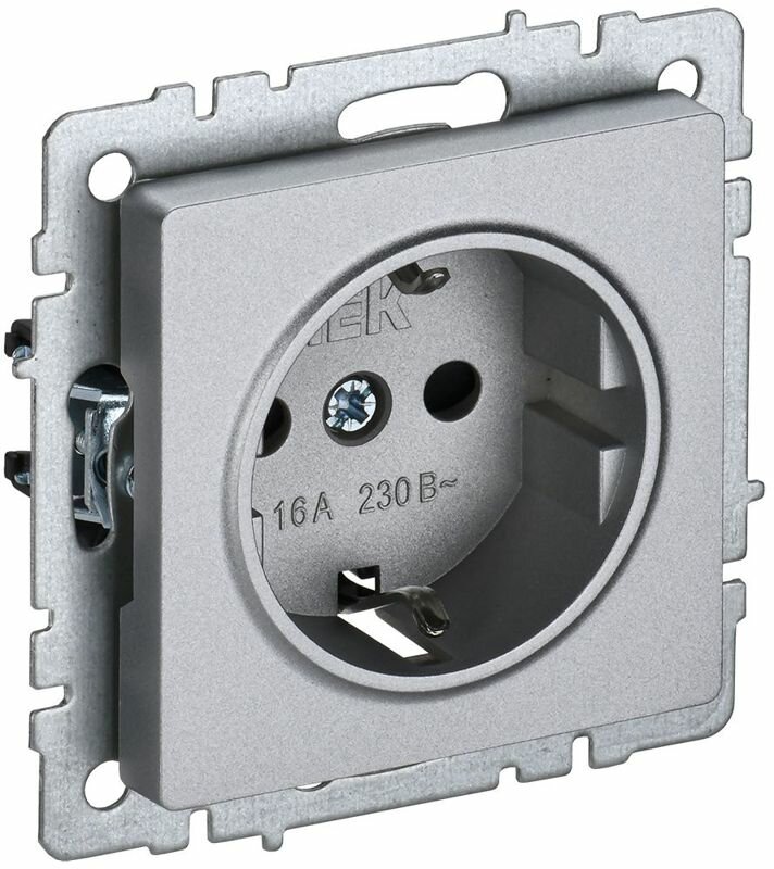 Розетка BRITE РС14-1-0-БрА 16А с заземл. защ. шторки механизм алюм. IEK BR-R14-16-K47