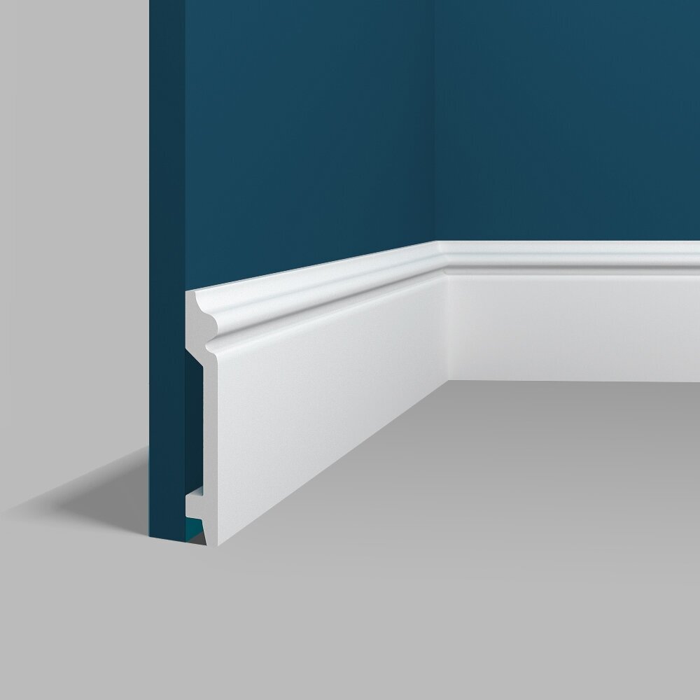 Плинтус напольный 15x100 мм полистирол ударопрочный белый под покраску Perfect Plus P56-2 метра высокий пластиковый