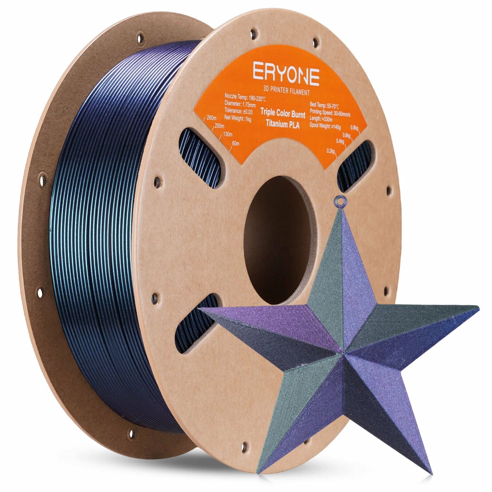 Пластик Burnt Titanium PLA Tri Color Blue & Green & Rose Red 1.75mm/1KG