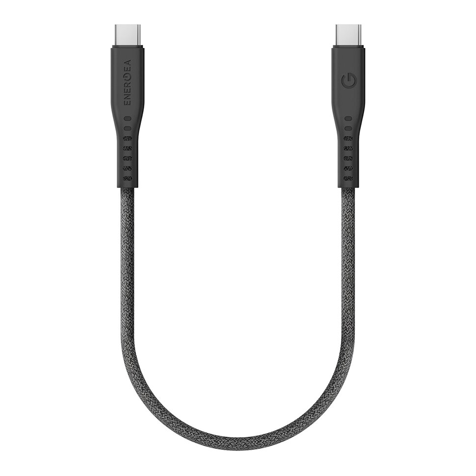 Кабель Energea FLOW USB-C to USB-C, PD240W/480 Mbps 5A Nanoweave Velcro tie, Black (30 см)
