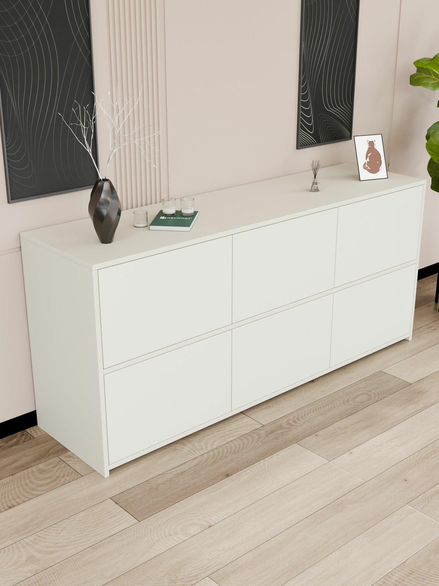 Изумлит Комод для белья и одежды Каллисто 150х66.8х40 см, бежевый