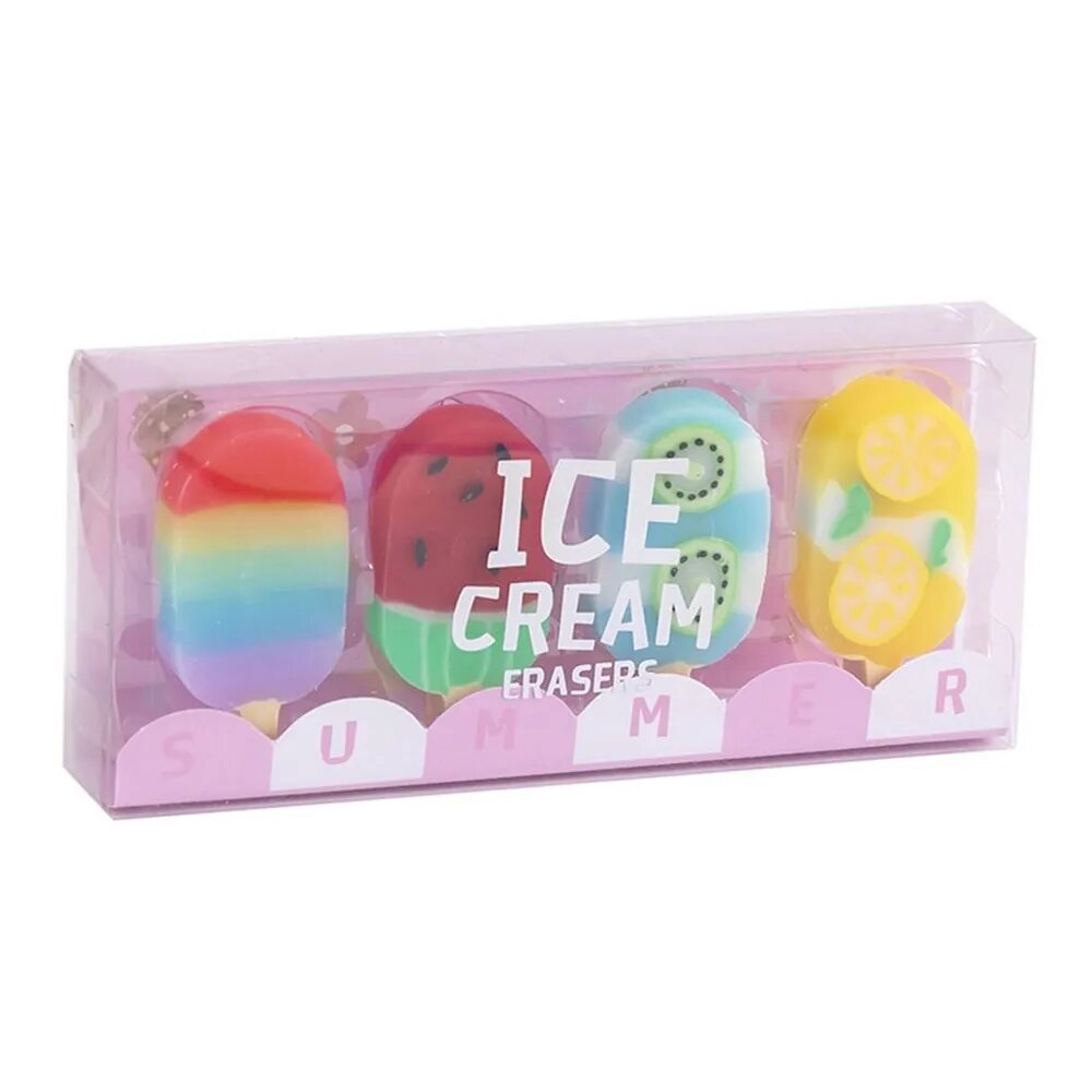 4 штуки цветные ластики в форме мороженого для школьных принадлежностей