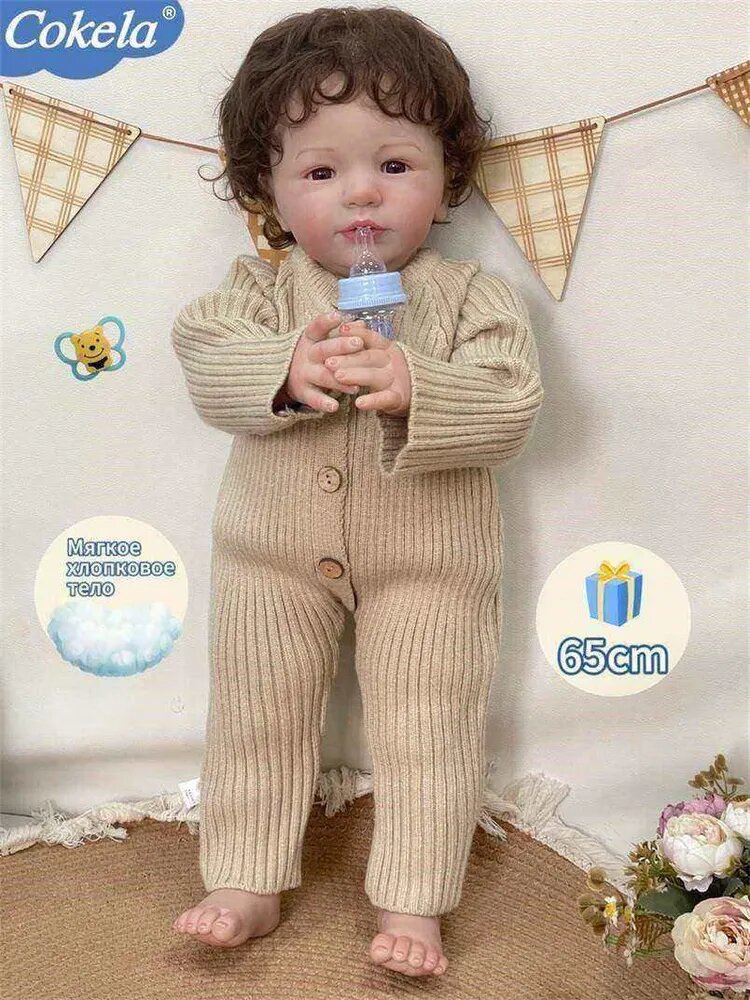 Кукла реборн силиконовая девушка 65см Cokela Корпус из мягкой ткани