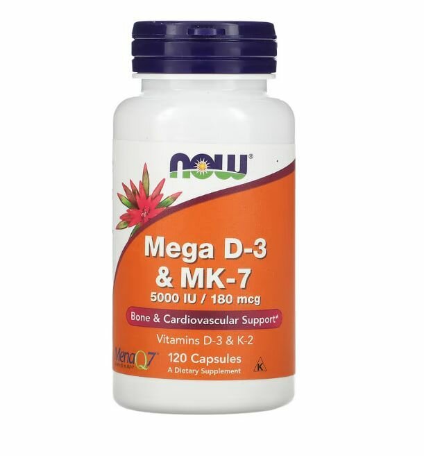 Now Foods Mega D3 MK-7 5000 IU/180 мкг 120 капсул