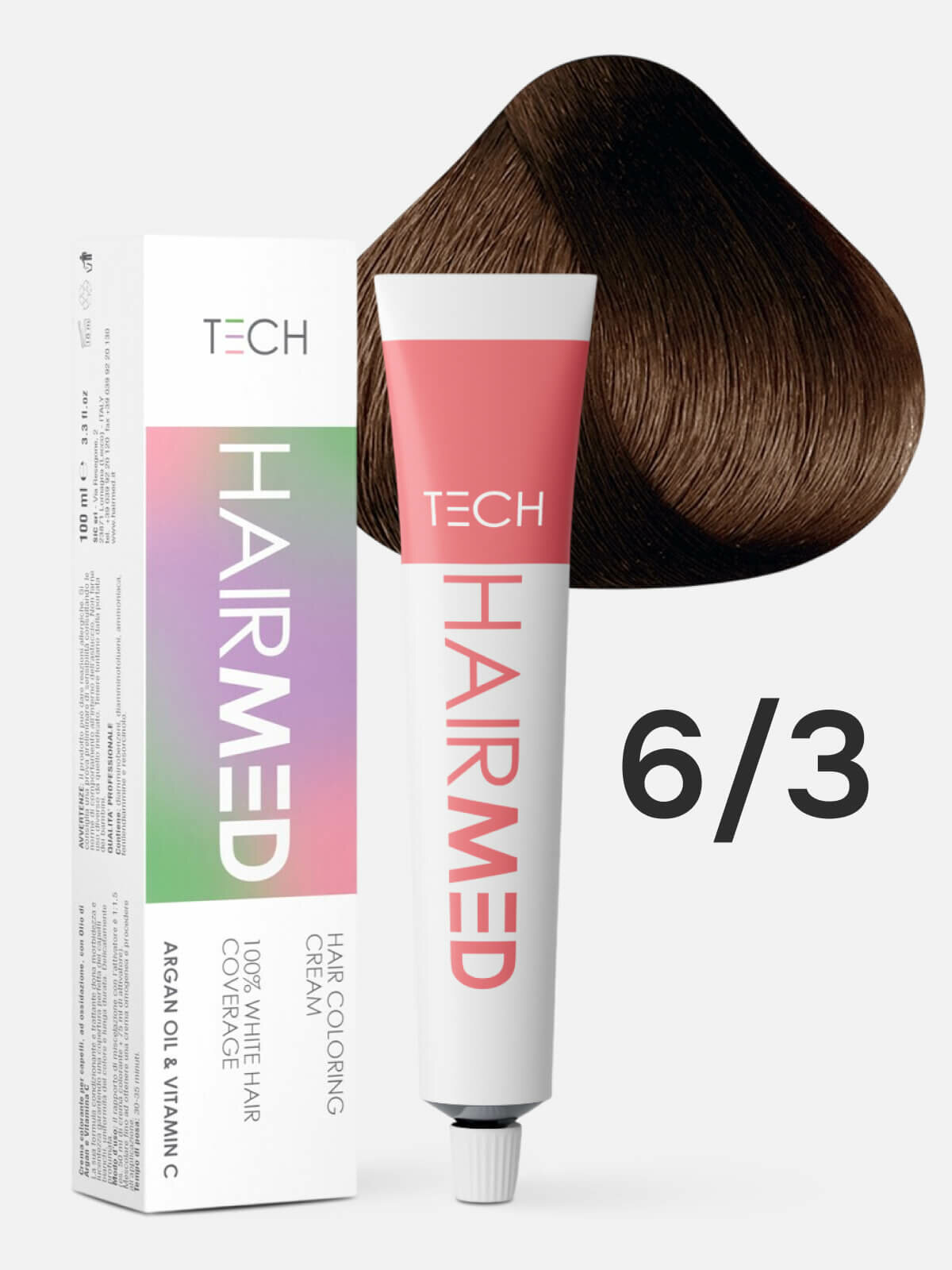 Крем - краска для волос профессиональная Hairmed 6/3 Темный русый Золотистый, 100 мл