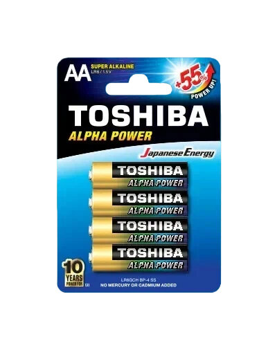 Батарейки щелочные TOSHIBA LR6GCHBP4 LR6 Alkaline Alpha Power Aa 1.5v 4 шт, блистер