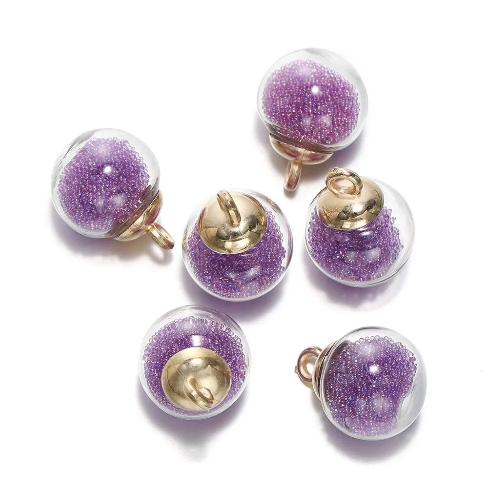 Хрустальные бусины/шармы с блестками внутри для рукоделия, творчества, украшений, сумок, 10 шт.