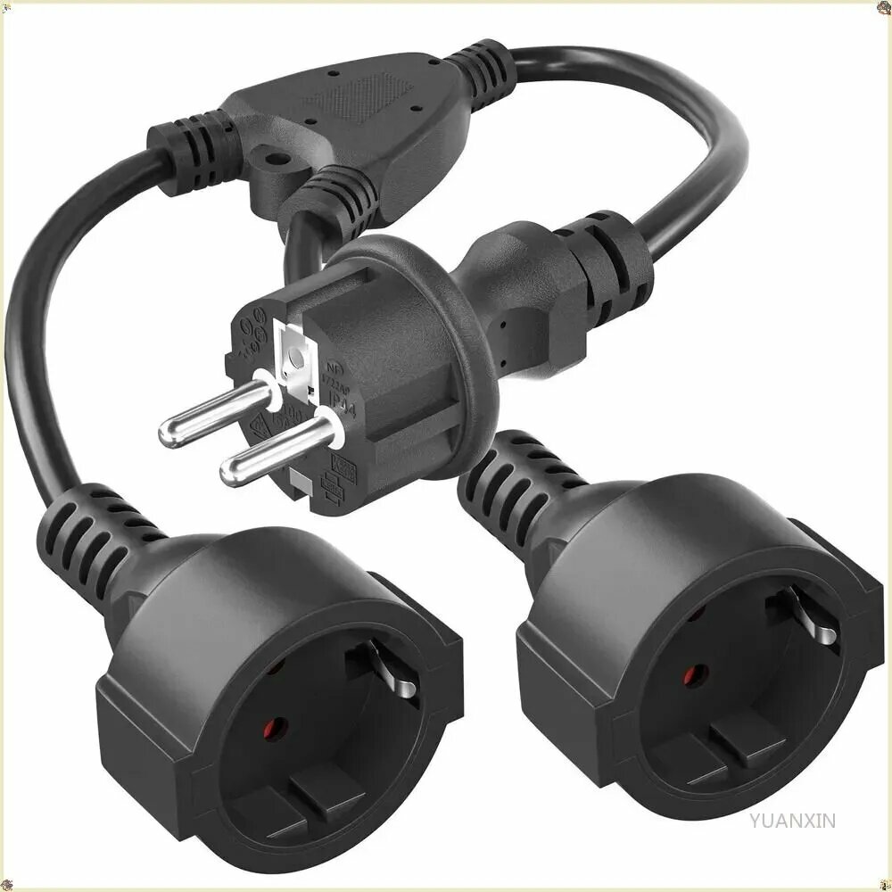 HITRENDS Удлинитель-разветвитель EU 1 2, 250V/16A/4000W, огнеупорный+влагостойкий+пылезащитный , безопасное подключение для нескольких устройств