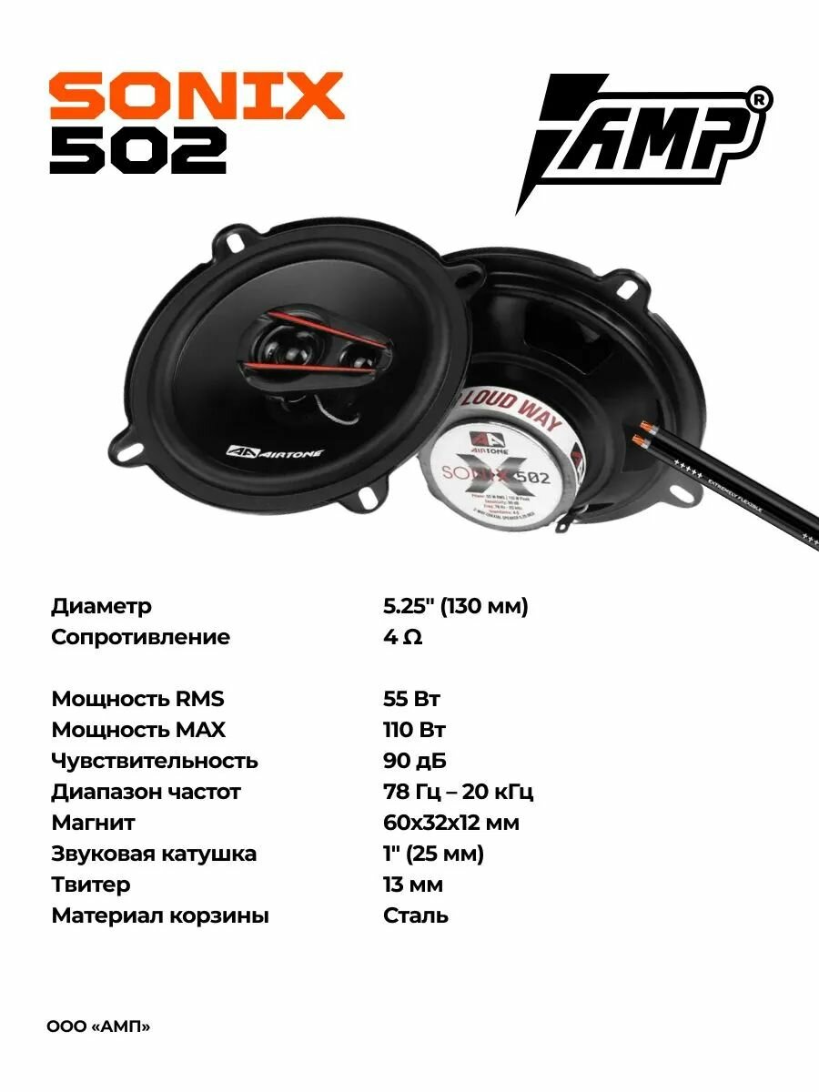 Усилитель AIRTONE ANDROID 4.50 для магнитол и комплект 4 динамиков SONIX 692 + SONIX 502