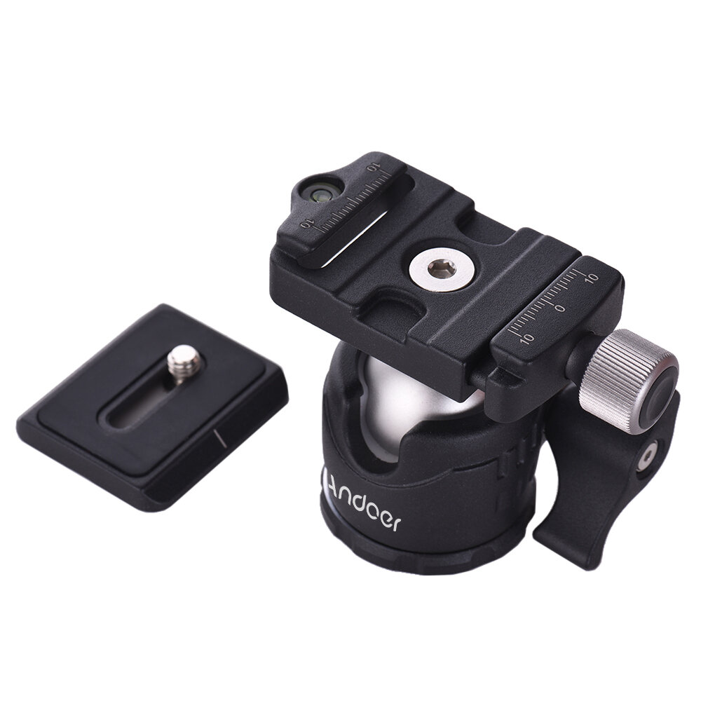 Andoer Mini Tabletop Ball Head Tripod 360 Degree Video Mount Ballhead Mount with Quick Release Plate and Bubble Level for DSLR Camera for iPhone X 8 7 6S plus for Samsung Galaxy for GoPro Hero 6/5/4/3+