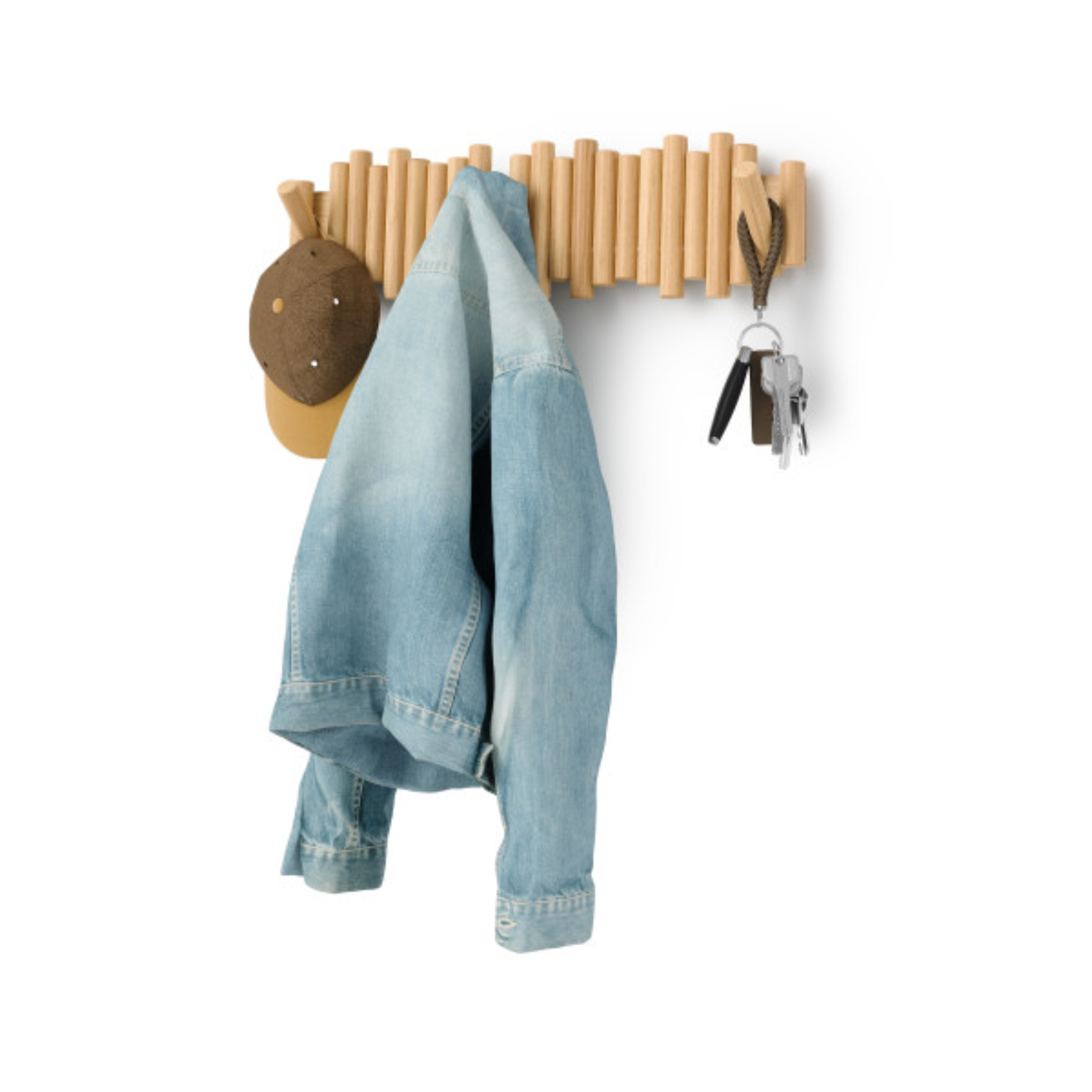 Вешалка настенная Umbra Picket 8 крючков, светлое дерево