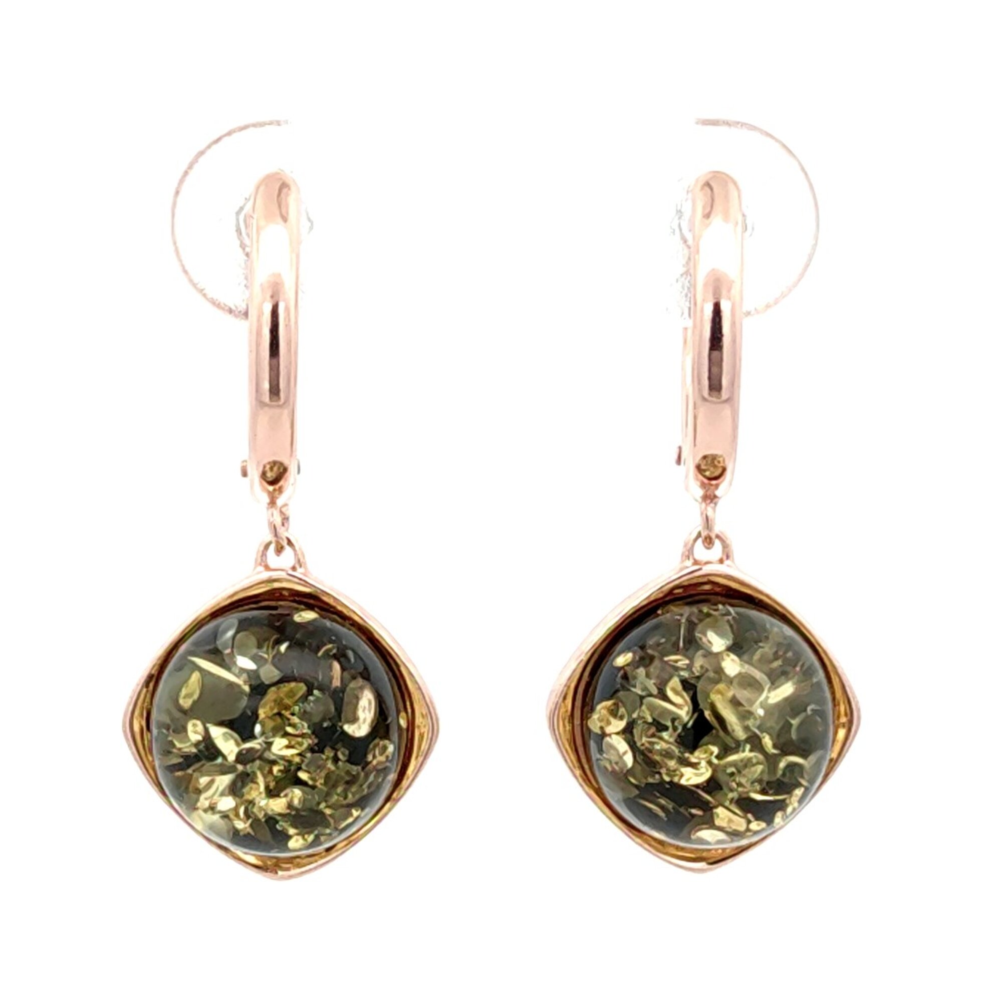 Серьги, серебро, 925 проба, золочение, янтарь