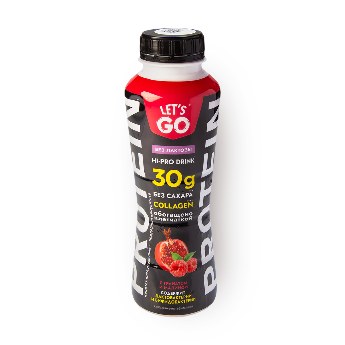 Напиток кисломолочный Let's Go "Гранат-малина", 0%, 340 г, 1 упаковка