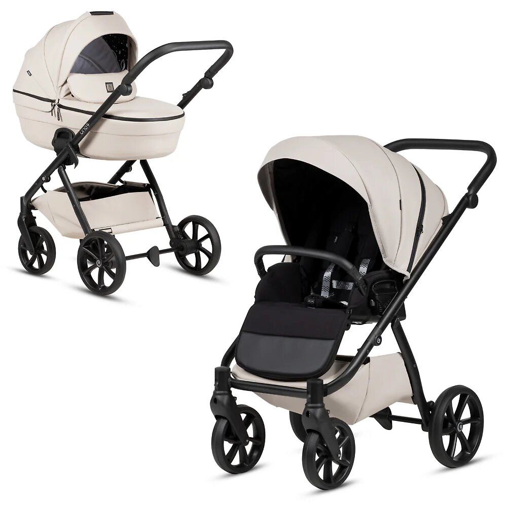 Детская коляска 2в1 Tutis Uno 6+, цвет Latte / Eco (Кремовый / Экокожа), артикул производителя 1602151