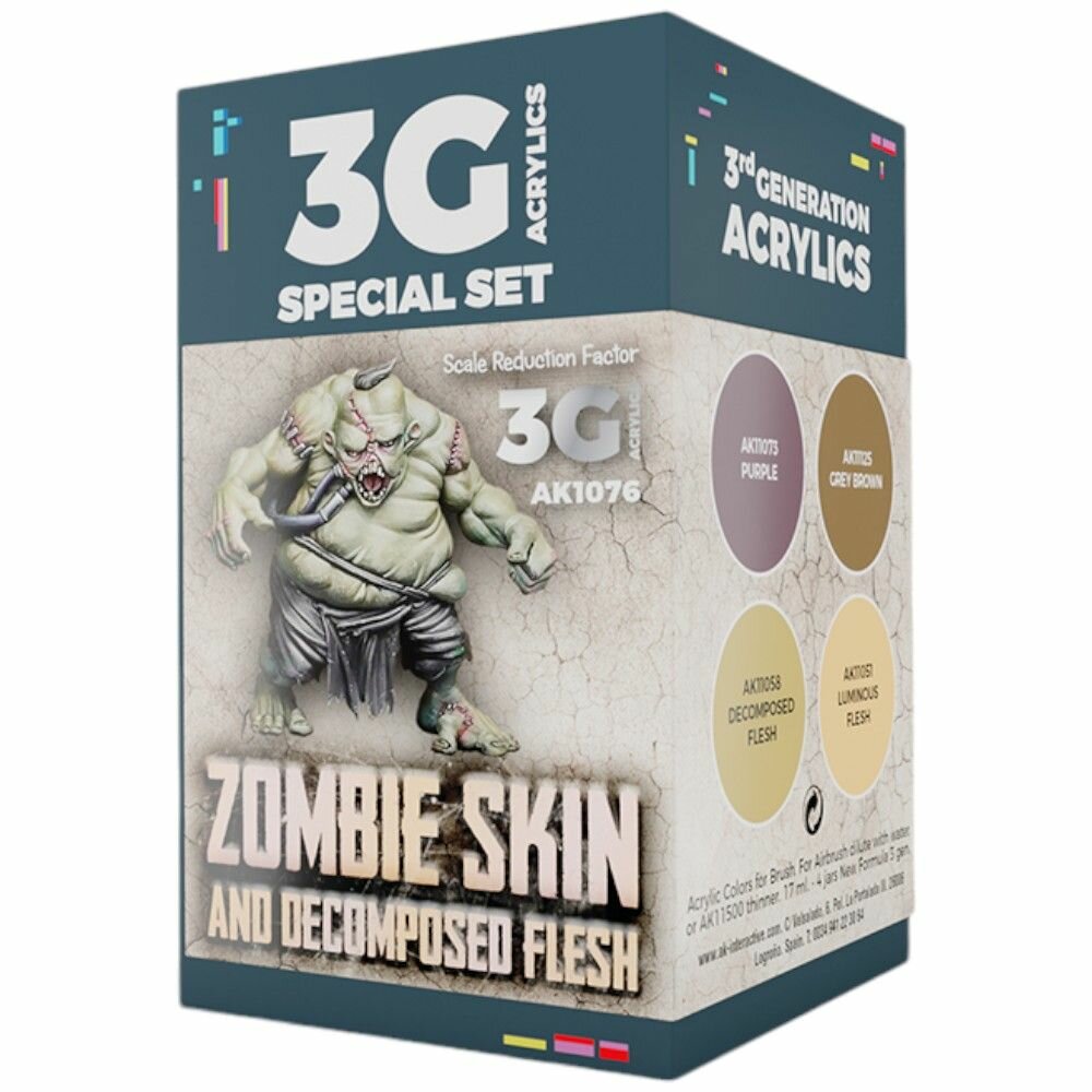 Набор акриловых красок GEN3 AK Interactive Wargame Color: Zombie Skin