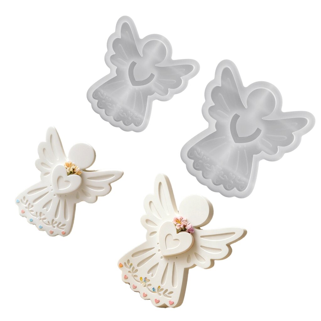 Набор из 2 частей, сделай сам ангел размер цветочной композиции ангел гипсовое украшение силиконовая форма D5864 + D5863