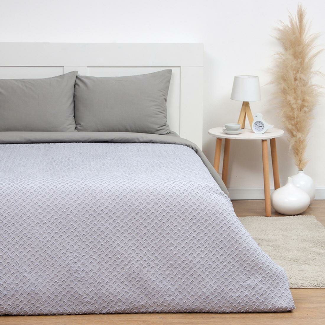 Покрывало LoveLife Tufting: Квадрат цв. серо-сиреневый, 150*220±5см, микрофайбер, 100% п/э