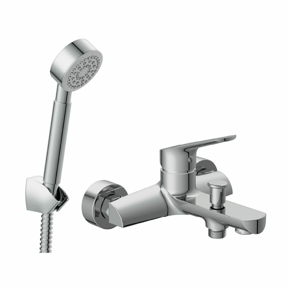 Смеситель для ванны Cersanit в комплекте душевая лейка, шланг и держатель, коллекция FLAVIS (64509)