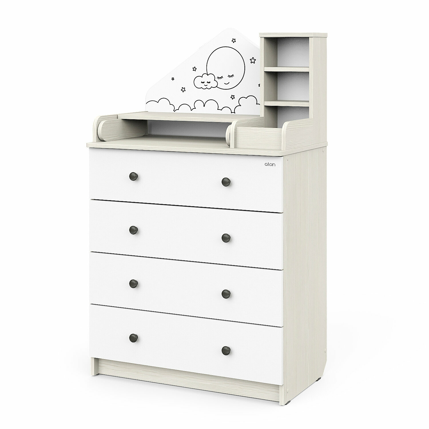 Комод Сириус "ALF" ЛДСП трансформер с шариковыми направляющими 4 ящ. бодега светлый-белый