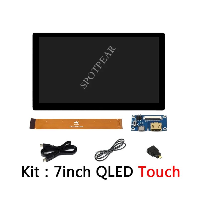 Spotpear 7-дюймовый ультратонкий IPS/QLED дисплей для Raspberry Pi QLED-CT-B