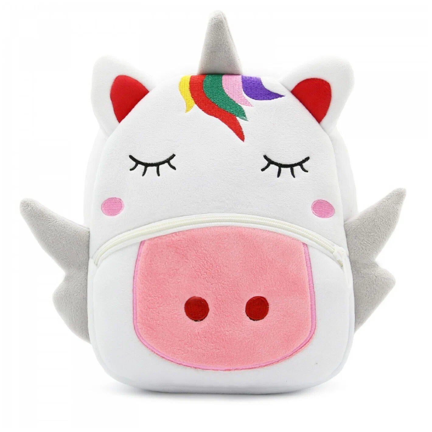 Детский рюкзак Kakoo "Единорог белый", плюшевый, регулируемые лямки, 2 отделения
