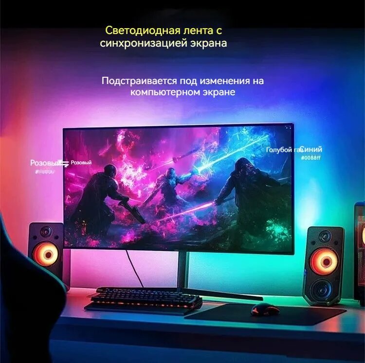 Скринбар RGB светодиодная лента для синхронизации с экраном компьютера 7.5 Вт