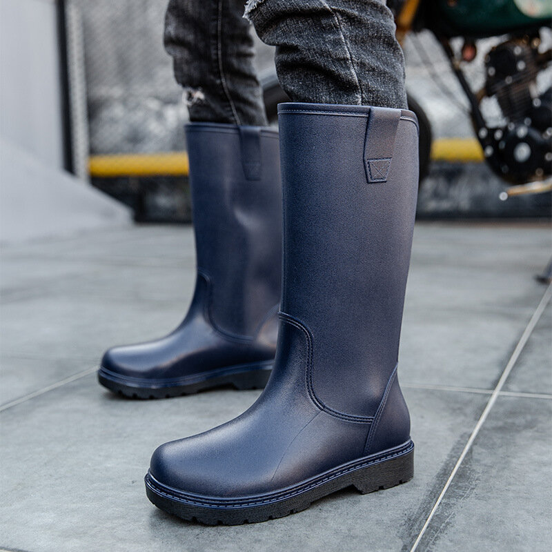 Стильные мужские высокие водонепроницаемые сапоги для дождя, нескользящие сапоги для дождливой погоды, сапоги для кухни, рыбалки, доставки еды на вынос, мойки автомобилей, резиновые сапоги для мужчин. Размер обуви. EU:41
