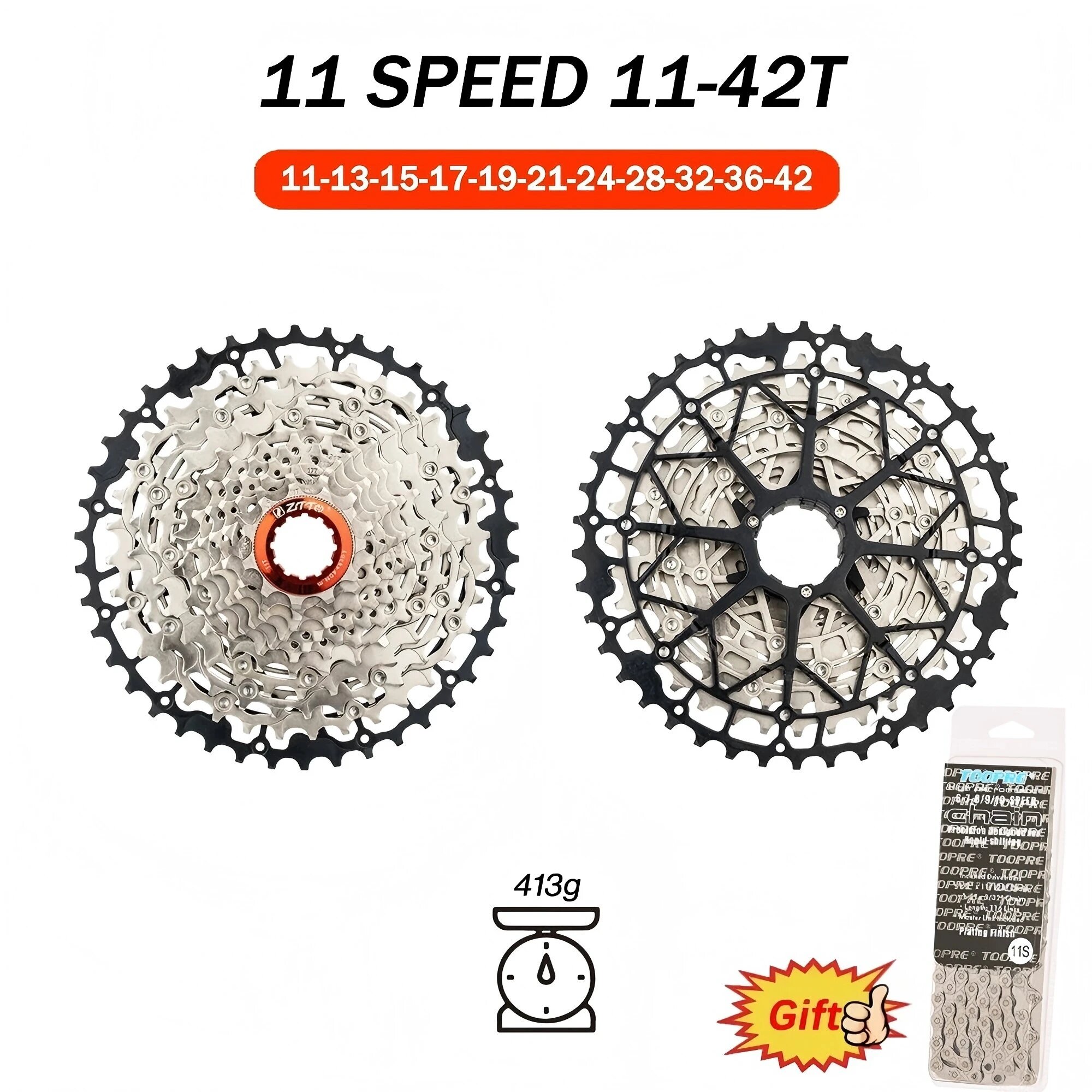 Кассета ZTTO 11-42T для MTB, 11S, SL