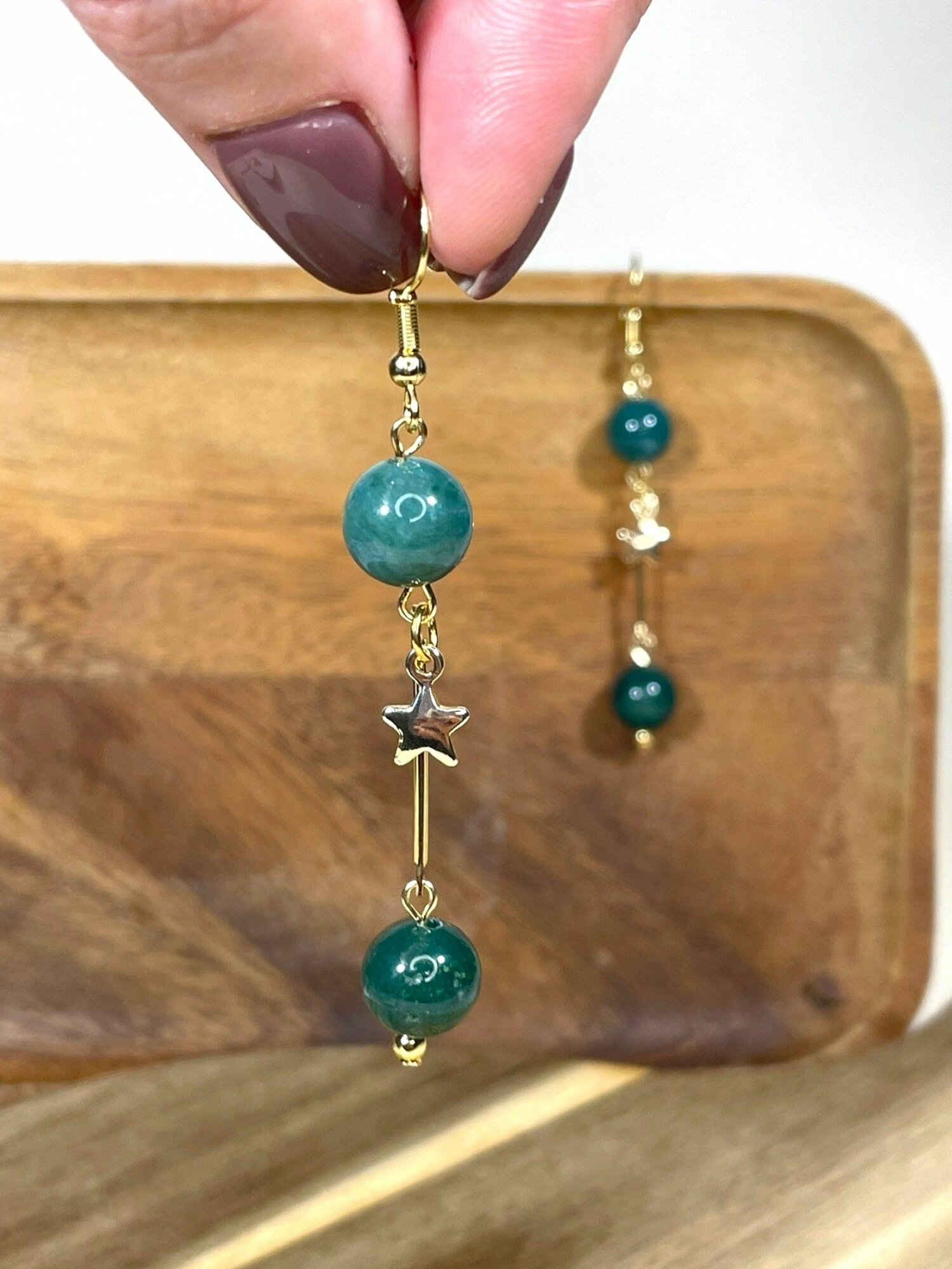 Серьги с подвесками, агат