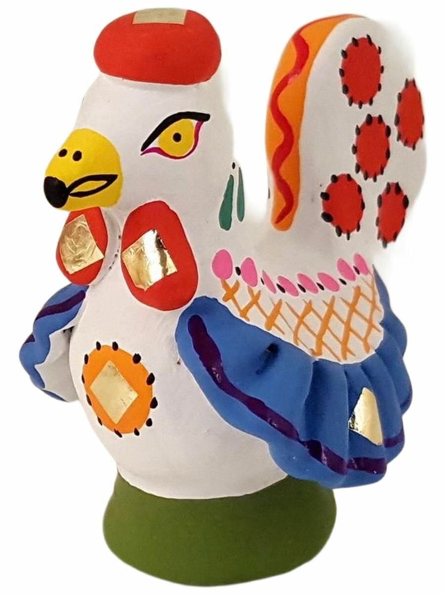 Курочка №1-1, Дымковская глиняная игрушка, ручная авторская работа