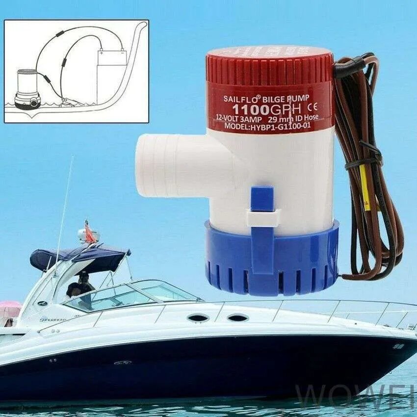 SAILFLO Bilge Pump 1100GPH CE 12V 3AMP для откачки трюмной и подсланевой воды