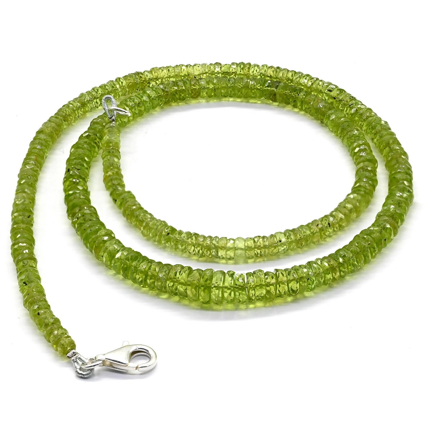 Бусы на увеличение из Хризолита диски огранка 4-7мм, 50см, 23,5г .