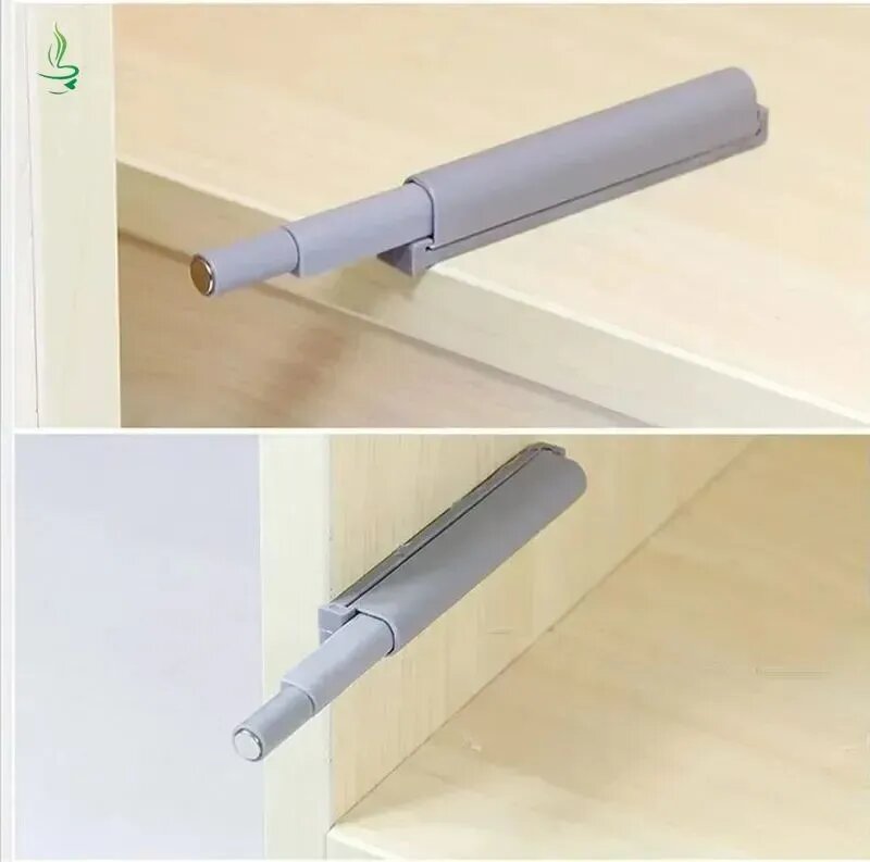 Демпфер мебельный push to open серый для кухонных фасадов, с доводчиком, комплект