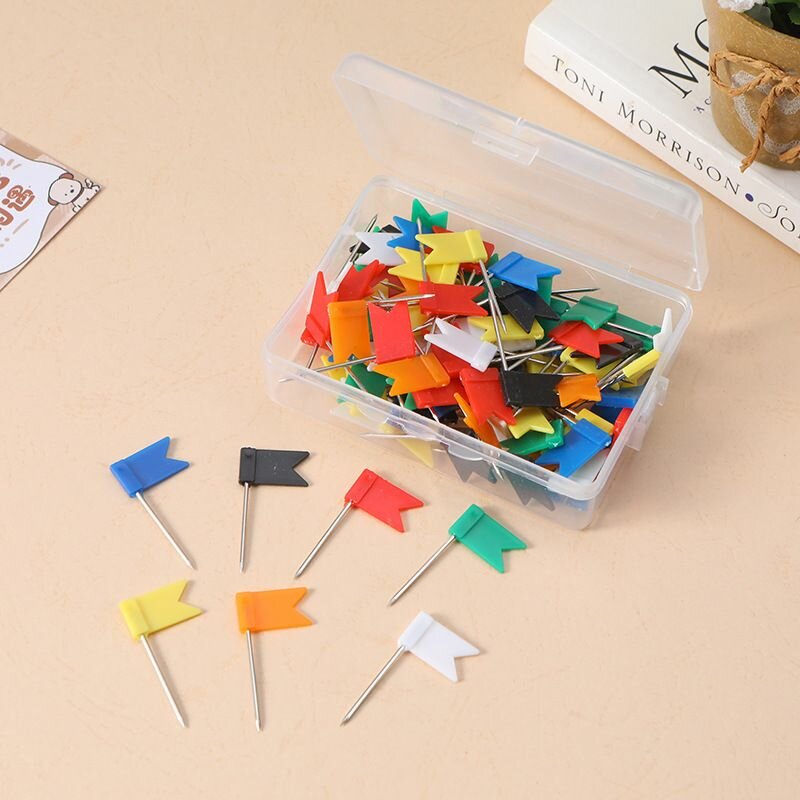 Набор Из 100 Флажков С Металлическими Подставками Для Отметок На Географических Картах И Плакатах