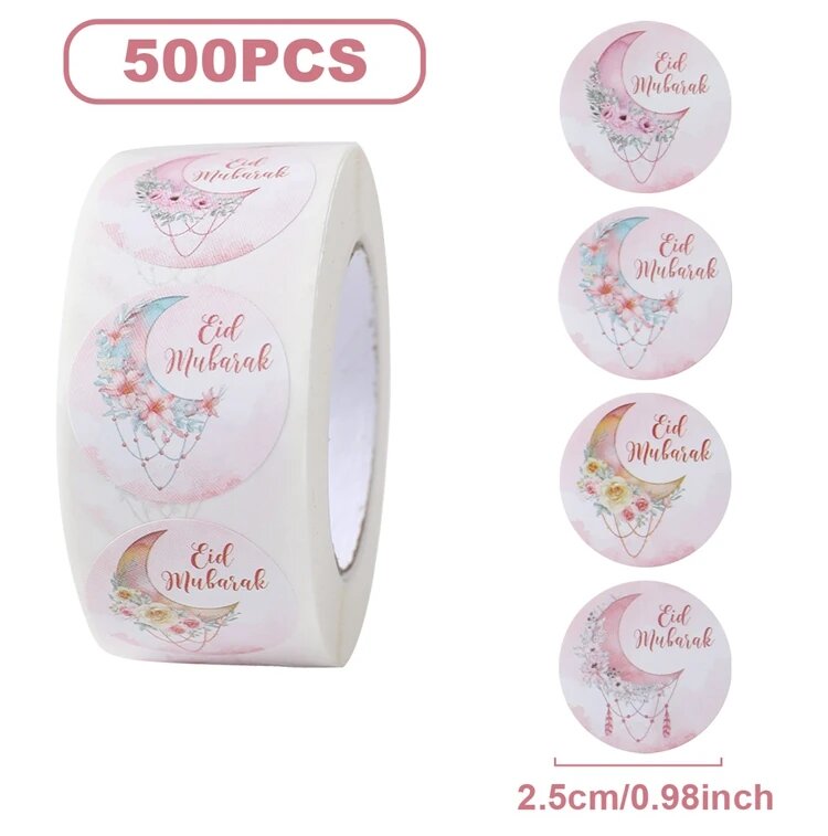 Наклейки для Ид Мубарака, украшение для Рамадана, 2025 для подарков, этикетка для подарков Рамадан Карим, исламская мусульманская вечеринка, подарки Ид Аль Адха