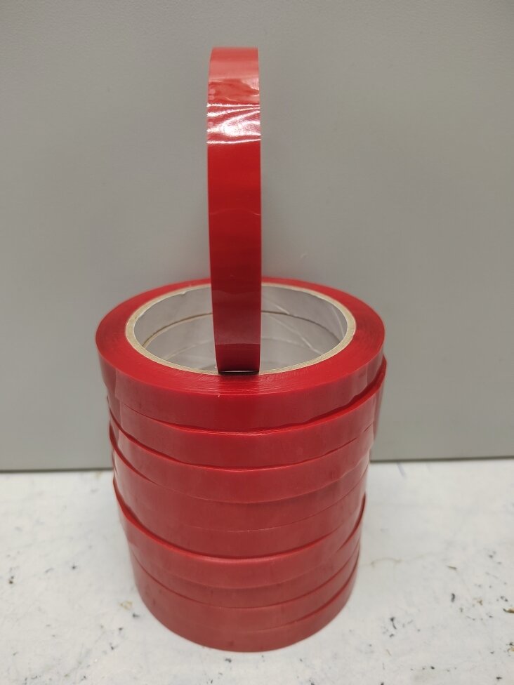 Скотч для клипсатора (лента клейкая) 12ммх66м (10шт.) Красная 1,2см