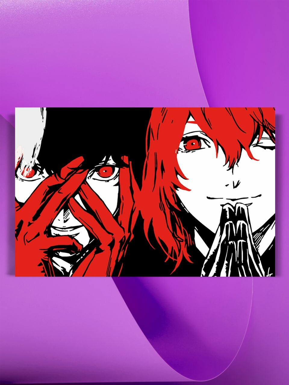 Картина по номерам на холсте Persona 5 - Джокер и Ворон, 40 х 60 см