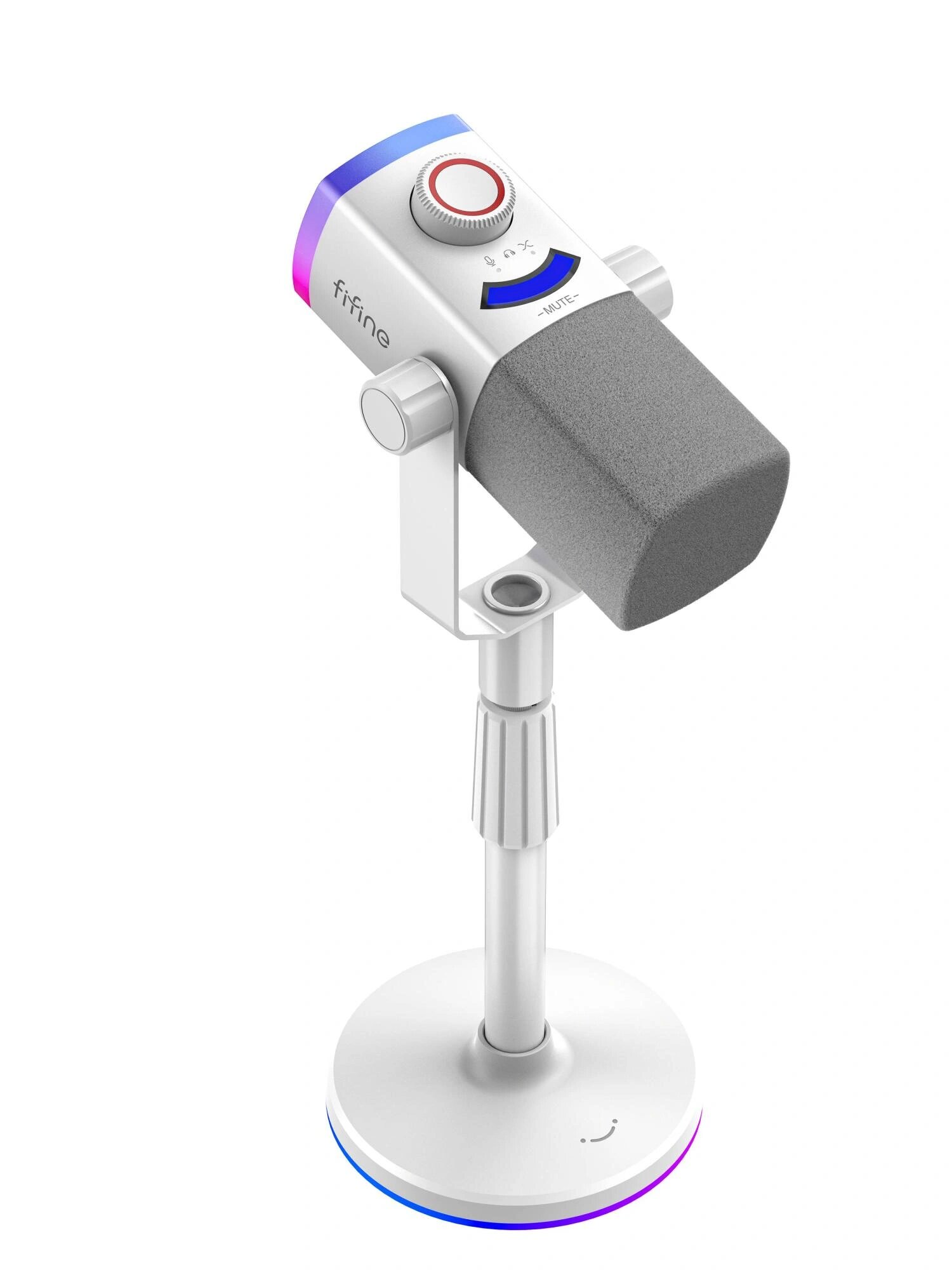 Динамический USB / XLR микрофон FIFINE AmpliGame AM8 PROS с RGB-подсветкой, White